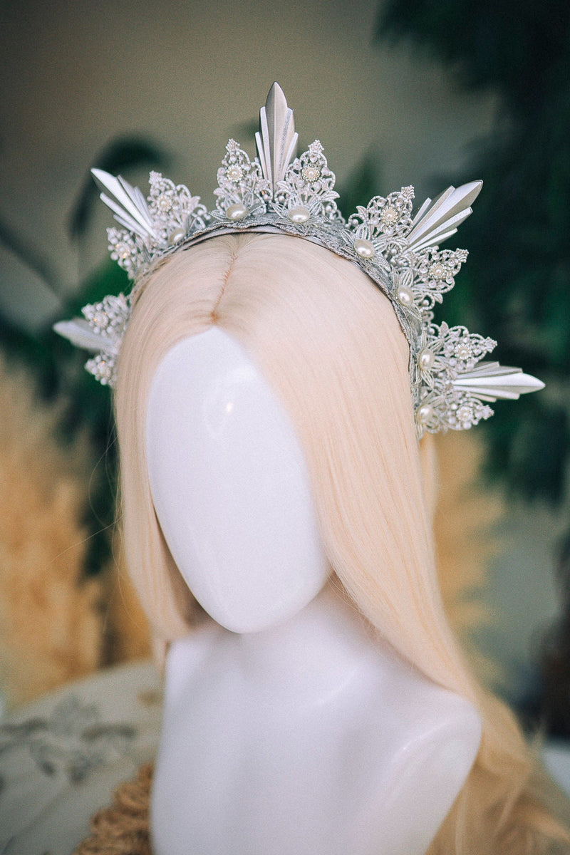 Ice Queen Snow Crystal Crown Bridal Winter Tiara Fantasy White Goddess ...