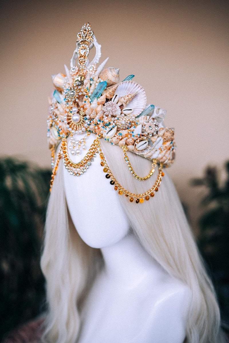 Mermaid Crown, Halloween costume, Shell crown, Fairy Crown, Mermaid ti ...