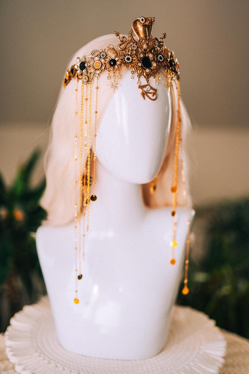 Cleopatra Gold Snake Crown Cobra Headpiece Egyptian Halo Crown Festiva ...